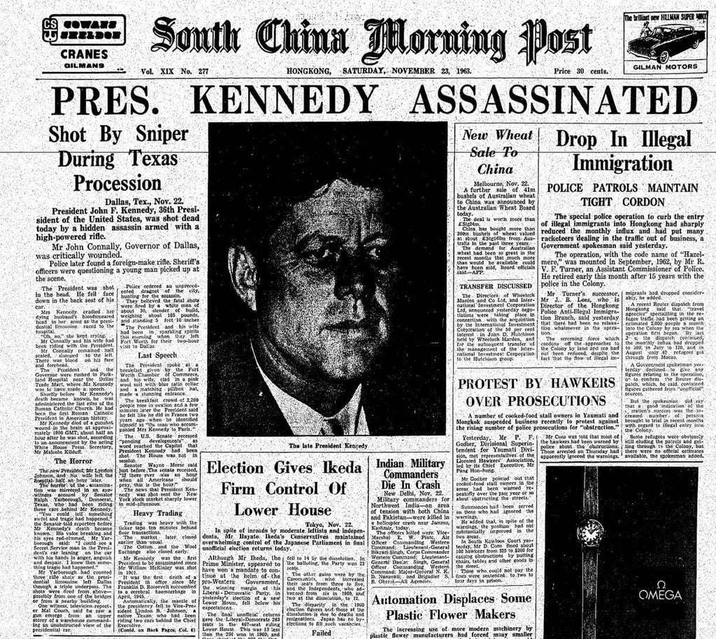 On This Day | How Hong Kong mourned the assassination of John F ...