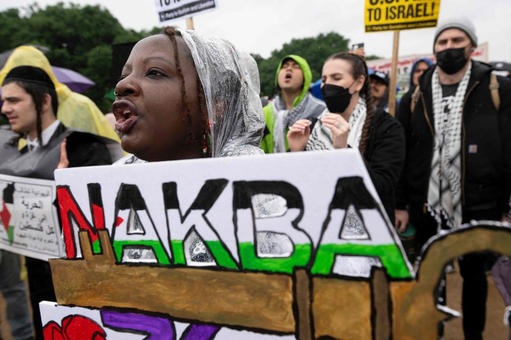 In Washington DC, hundreds of pro-Palestinian protesters rally in rain ...