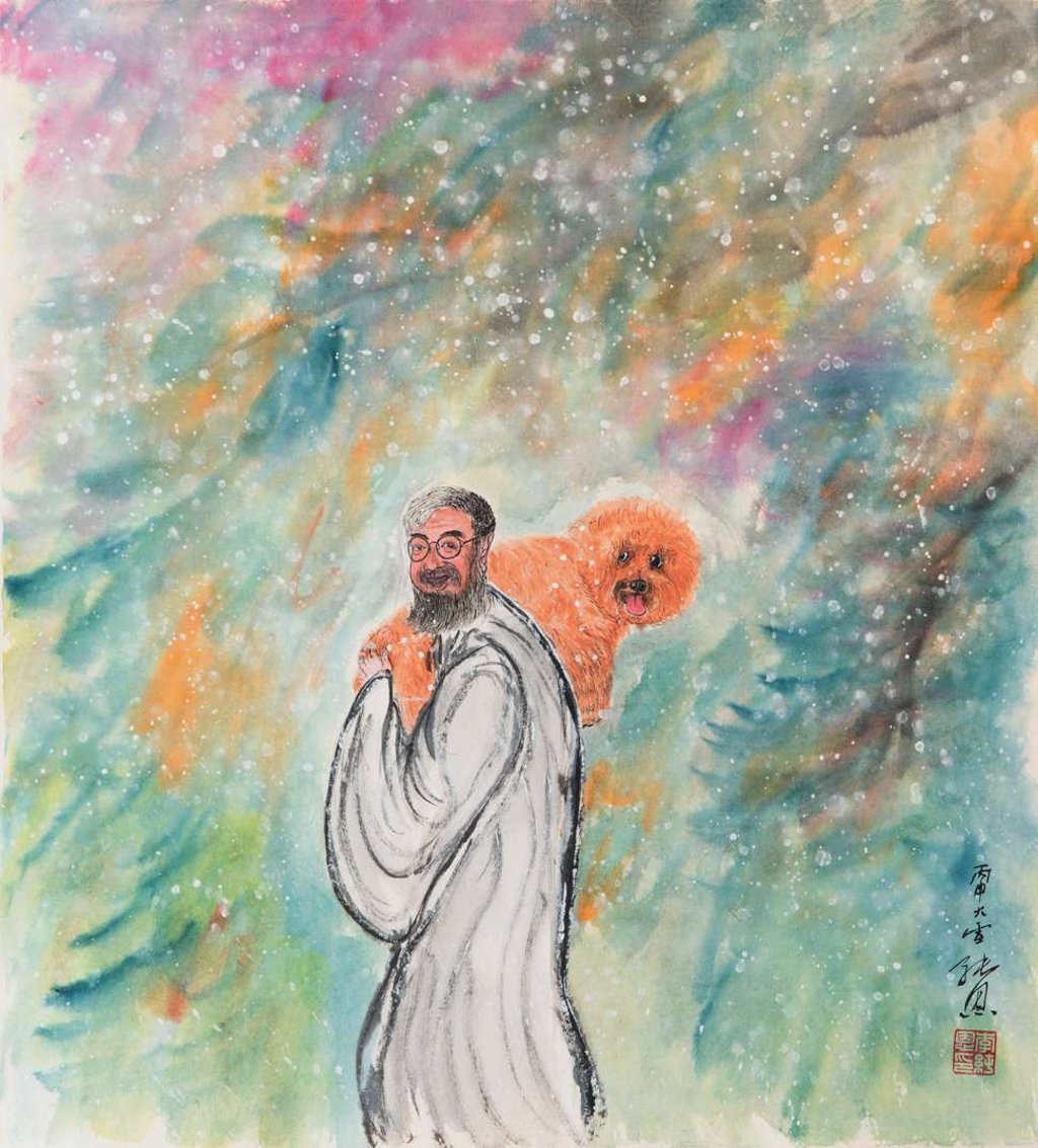 Hong Kong media personality Benny Li exhibits his paintings for the ...