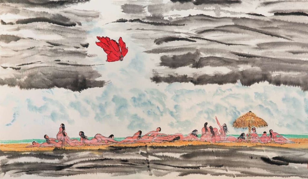 Hong Kong media personality Benny Li exhibits his paintings for the ...