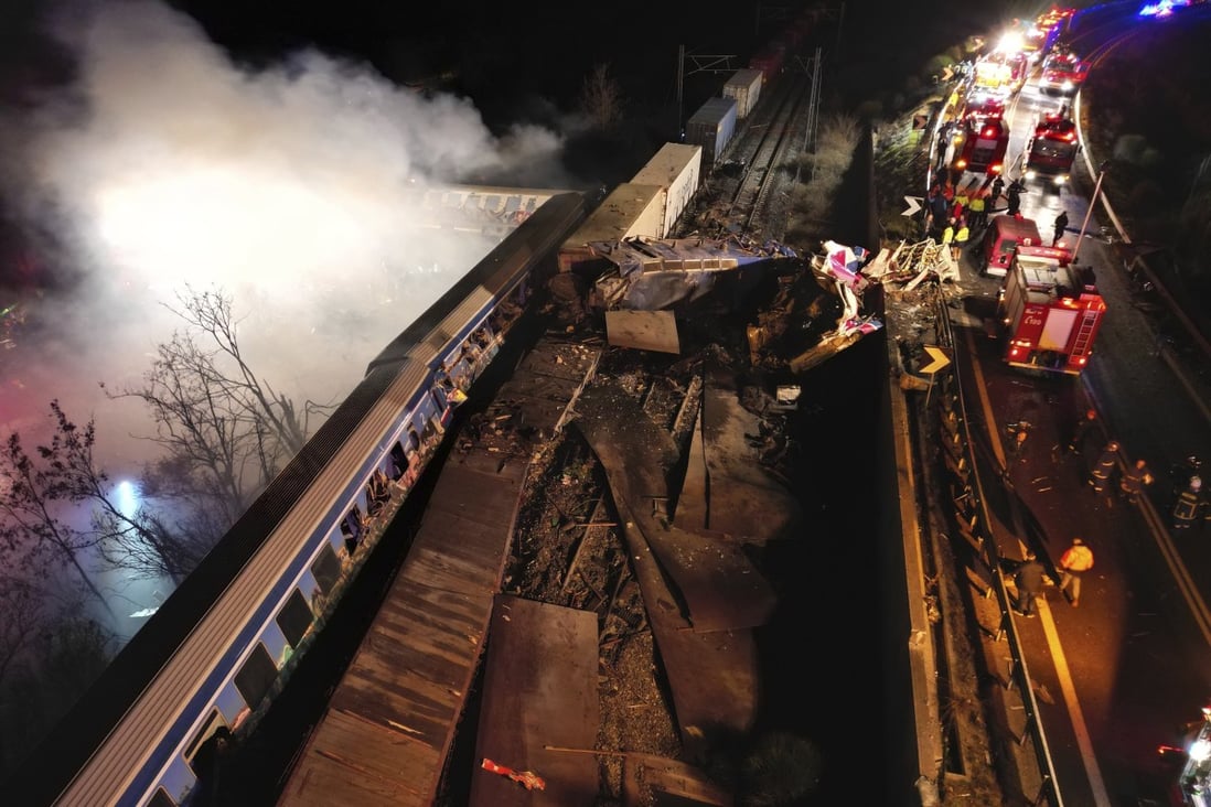 Fiery train crash in Greece kills 26, dozens injured | South China ... Fiery train crash in Greece kills 26, dozens injured | South China ...