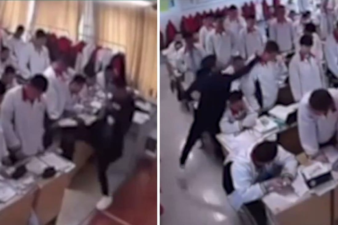 Teacher in China filmed violently kicking and slapping students with ...