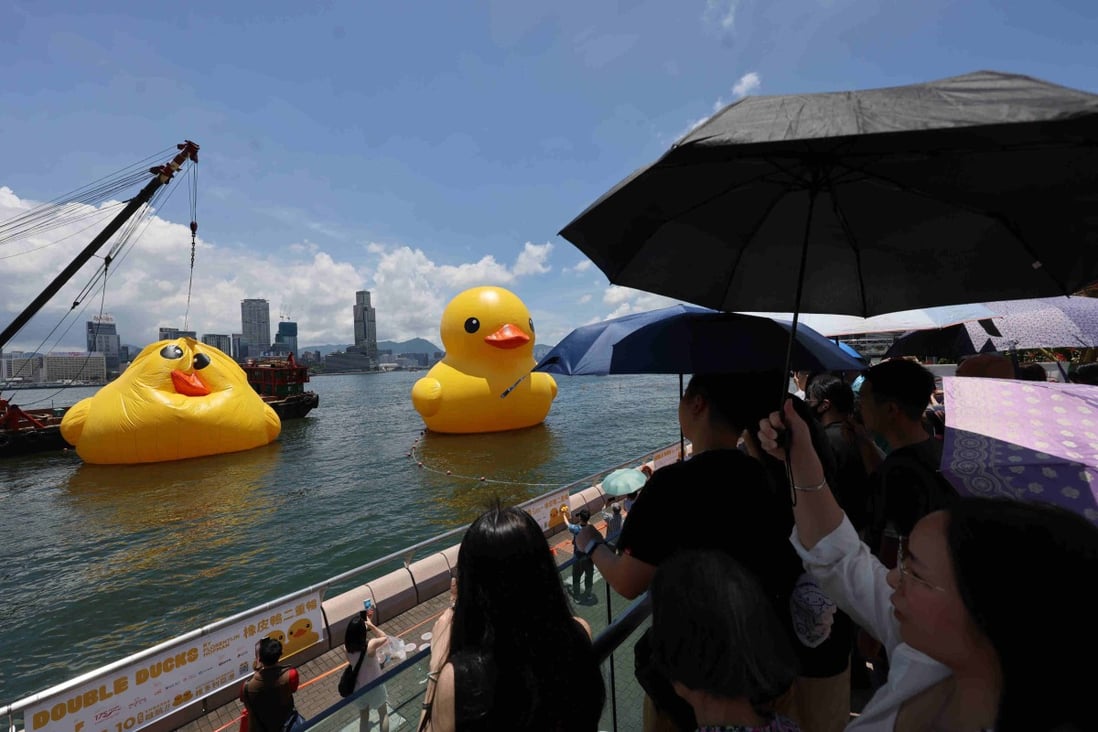All puffed up: deflated rubber duck returns to Hong Kong’s Victoria ...