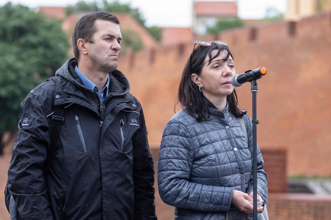 Parents of Belarus dissident journalist Roman Protasevich join hundreds ...