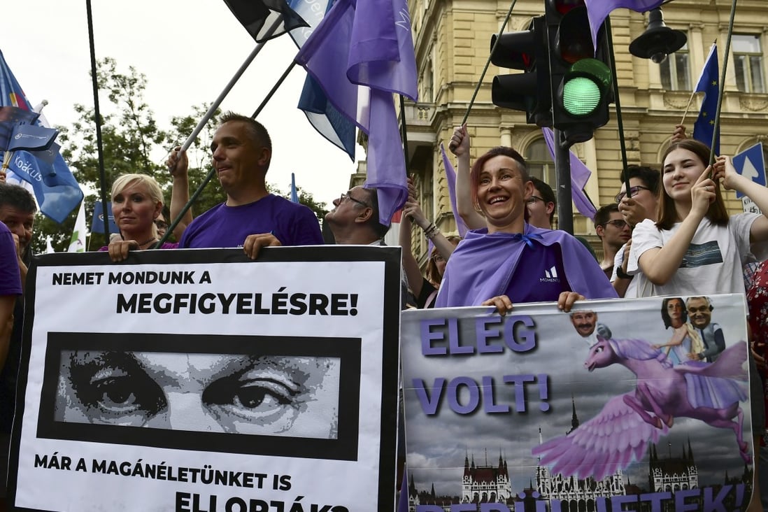 Hungarians protest in Budapest against alleged illegal surveillance ...