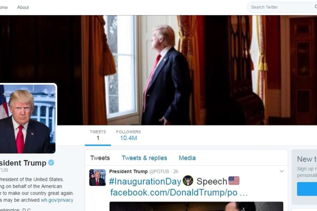 Trump takes control ... of @POTUS Twitter handle | South China Morning Post