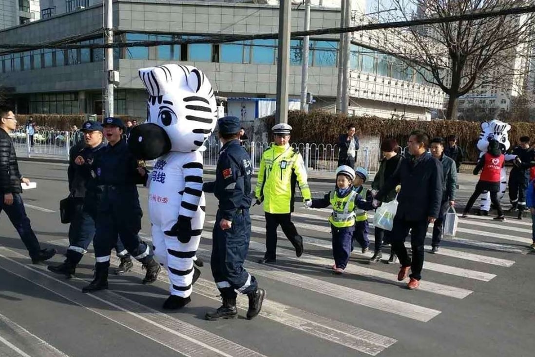 Zebra mascots lead the way in road safety in Chinese city | South China ...