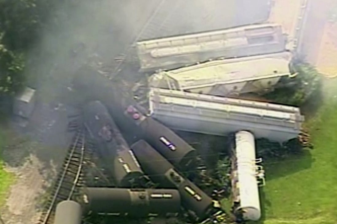 Train carrying hazardous material derails and catches fire in Pennsylvania, forcing town’s ...