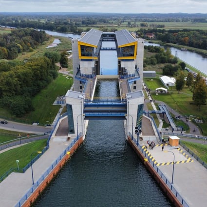 New boat lift on a canal linking Berlin and Poland is an engineering ...